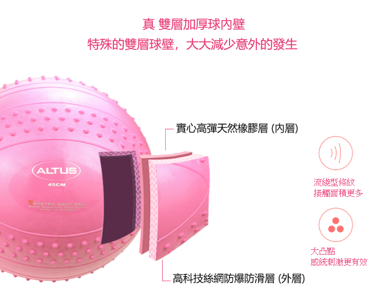 Altus π 專利技術按摩瑜珈球-粉 · Altus