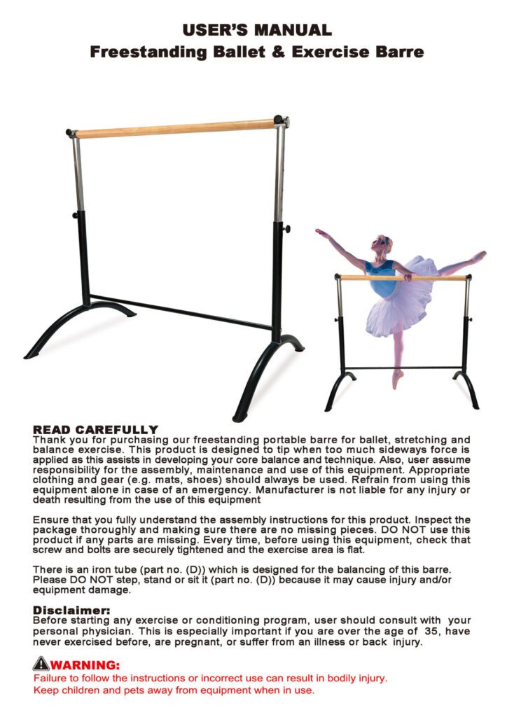 ALTUS MULTI-FUNCTION BALLET & FITNESS BARRE SINGLE BAR + THIN LOWER BAR ...